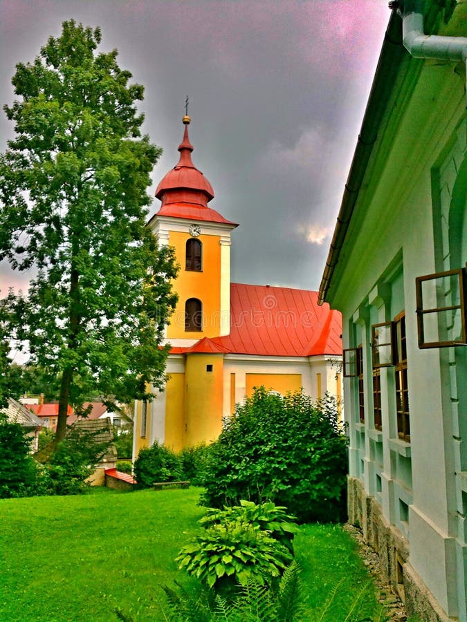 Village church stock image. Image of village, church - 114922979