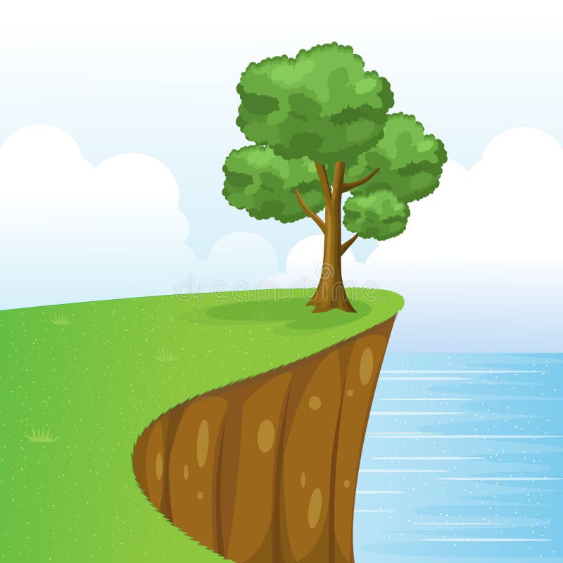 Tree on a Cliff stock vector. Illustration of landscape - 28544423