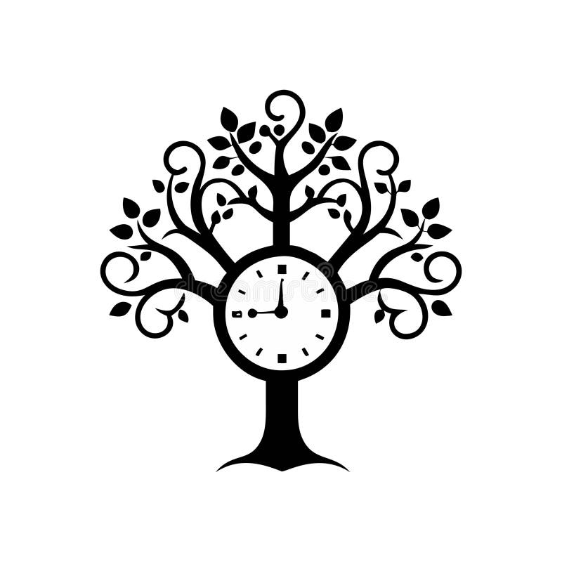 Tree Clock Vector Graphic: Timeless Nature, Growth and Time Concept ...