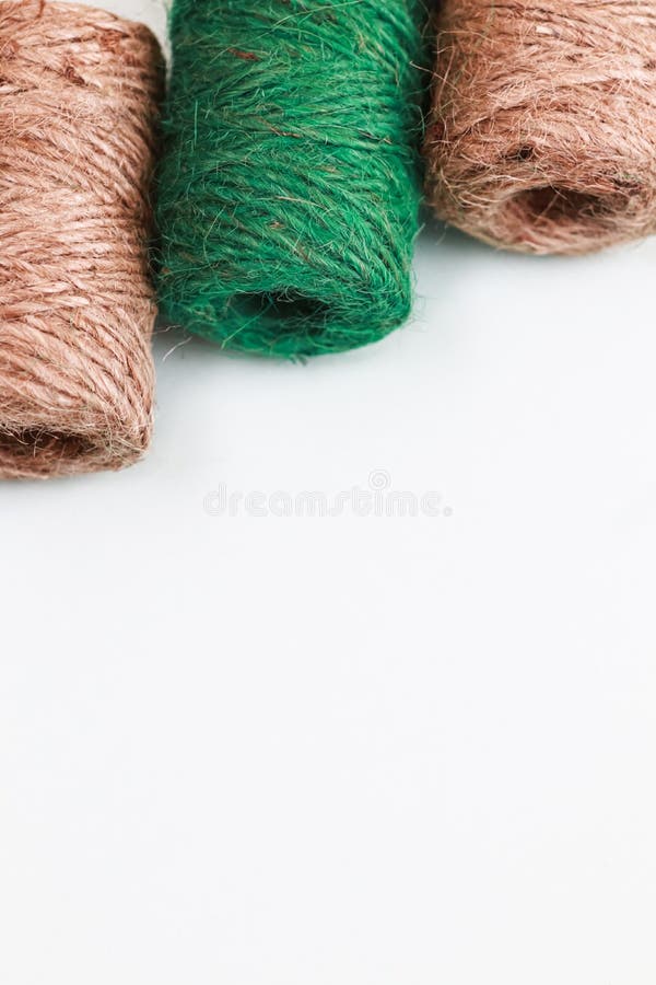Tree Coil of Jute Rope for Packing on a White Background. Stock Photo ...