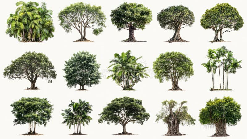 Tree Collection, Beautiful Large, Tropical Tree Set Suitable Stock ...