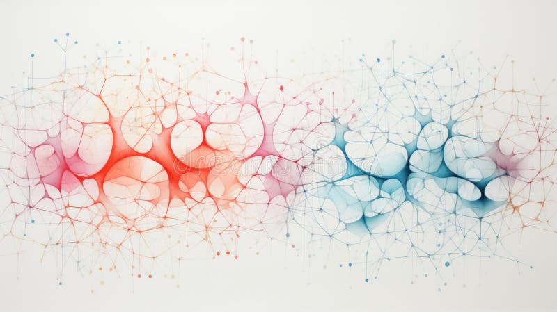 Tree of Colored Neurons on a White Background, Neurography, Expansion ...