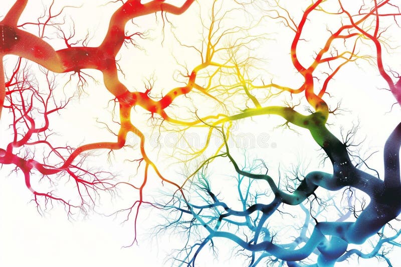 Colored Neurons Connected in a Network. Generative Ai Stock ...