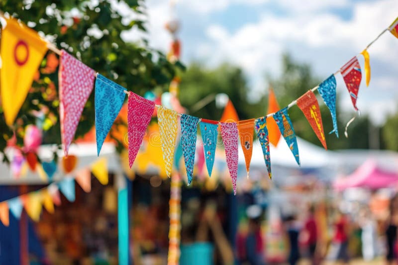 A Tree with Colorful Flags Hung from Its Branches, a Festive and ...