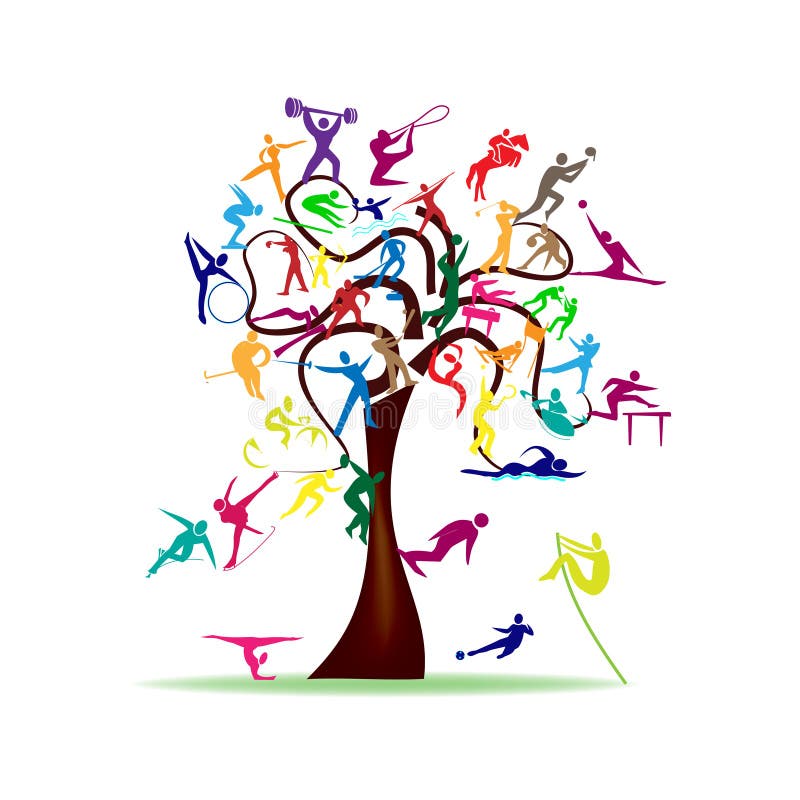 Tree with Colorful Sport Icons Stock Vector - Illustration of girl ...