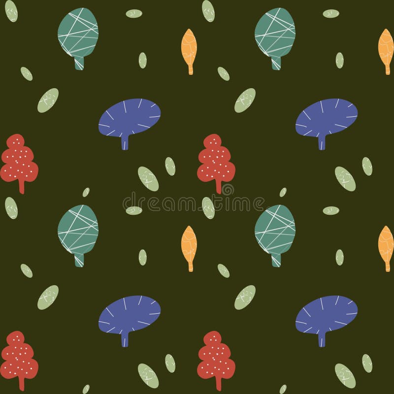Tree Colorful Textured Abstract Green Fun Pattern Stock Illustration ...