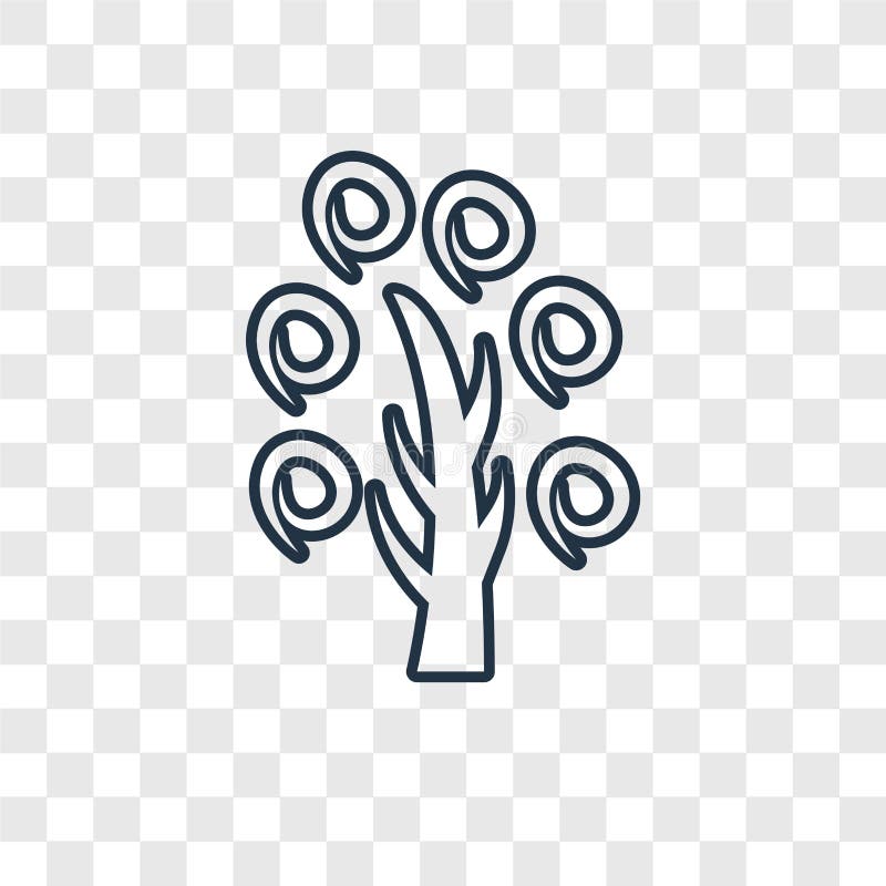 Tree Concept Vector Linear Icon Isolated on Transparent Background ...
