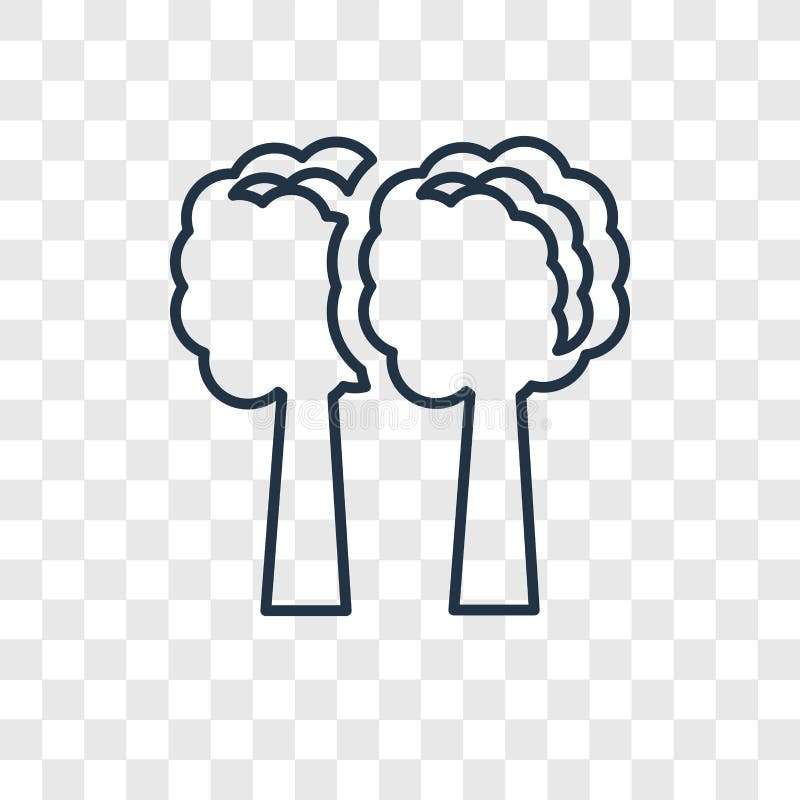 Tree Concept Vector Linear Icon Isolated on Transparent Background ...