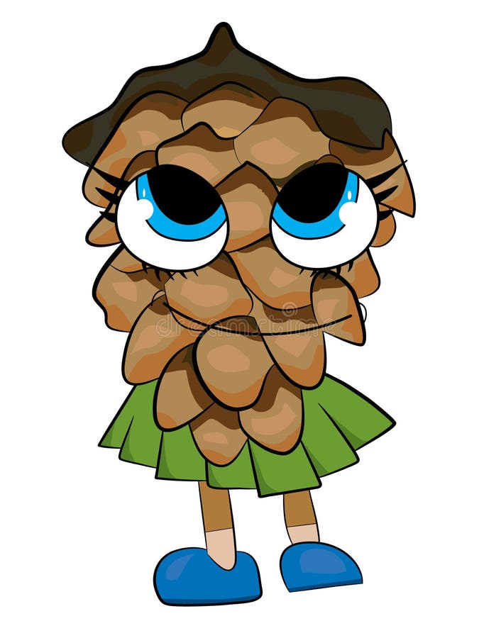 Tree Cone Cartoon Character Stock Illustration - Illustration of ...