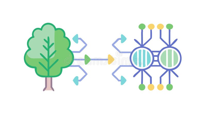 Tree Connected To Digital Network for Smart Agriculture, Vector Design ...