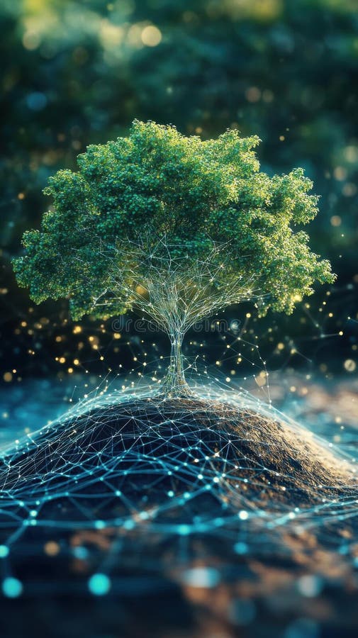 Tree Connects To Network, a Concept of Growth with the Digital ...
