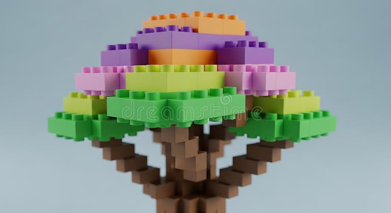 A Tree Constructed from Interlocking Plastic Bricks, Likely Resembling ...