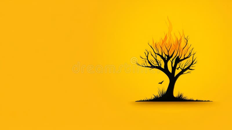 A Tree Consumed by Fire Symbolizing the Havoc Wrought by Wildfires and ...