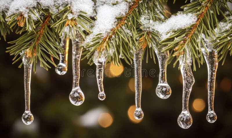 A Tree Covered in Icicles Hanging from Its Branches Stock Photo - Image ...