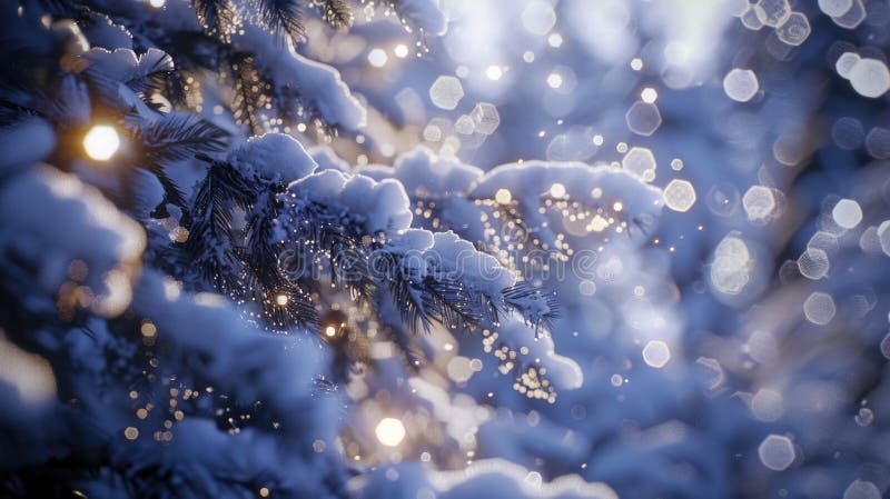 Tree covered in snow stock photo. Image of festive, barren - 375031460