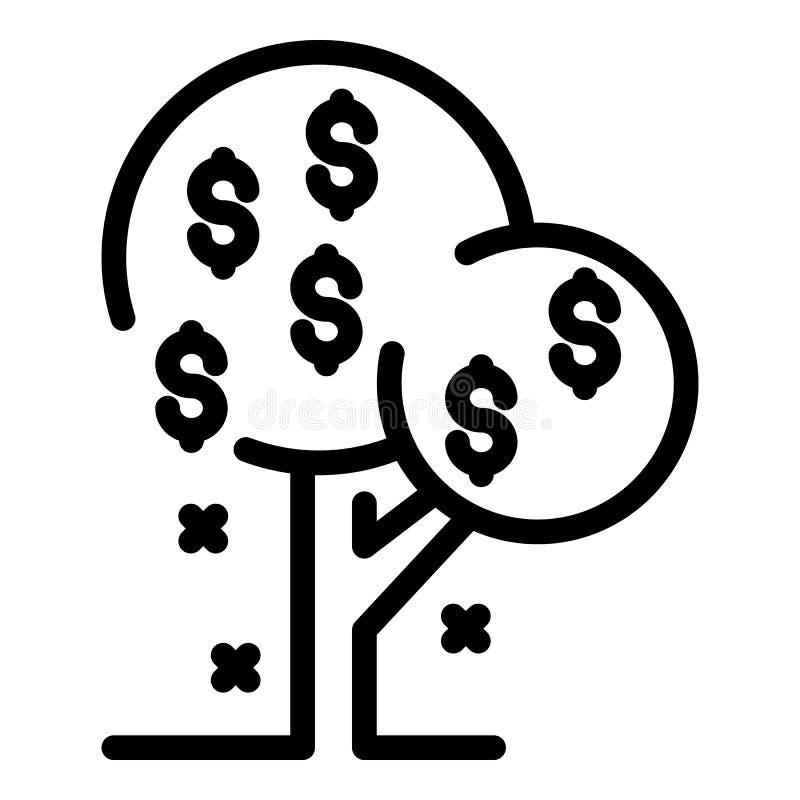 Tree Credit Money Icon, Outline Style Stock Vector - Illustration of ...