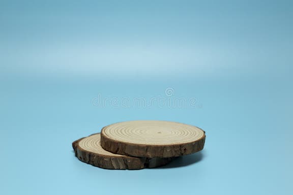 Tree Cross Sections on Blue for Products Stock Photo - Image of blank ...