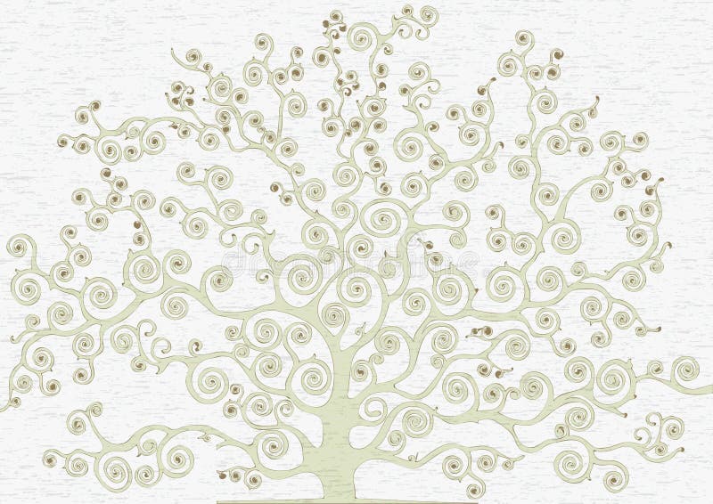 Tree with curved branches stock illustration. Illustration of colored ...