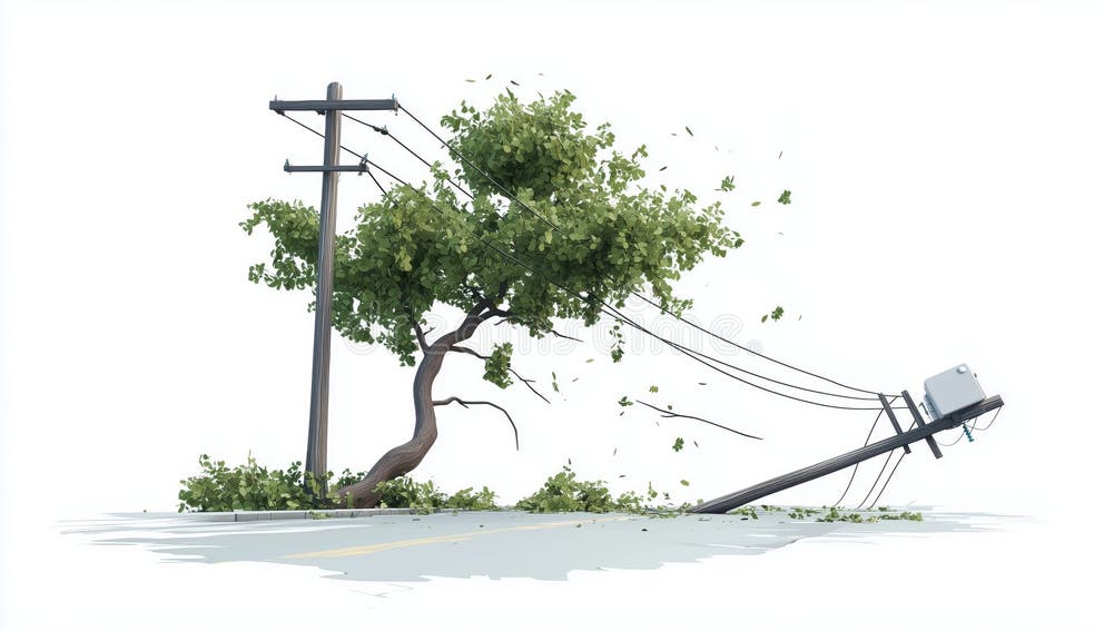 Tree Damage and Power Outages Stock Image - Image of damaged, removal ...