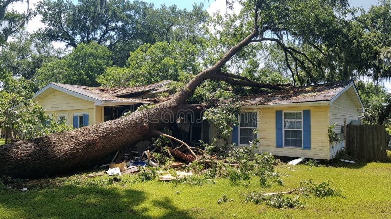 Tree Damage To House after Storm Fallen Tree Roof Damage Storm Damage ...