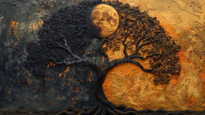 A Tree with Dark and Light Branches Intertwined Symbolizing the ...