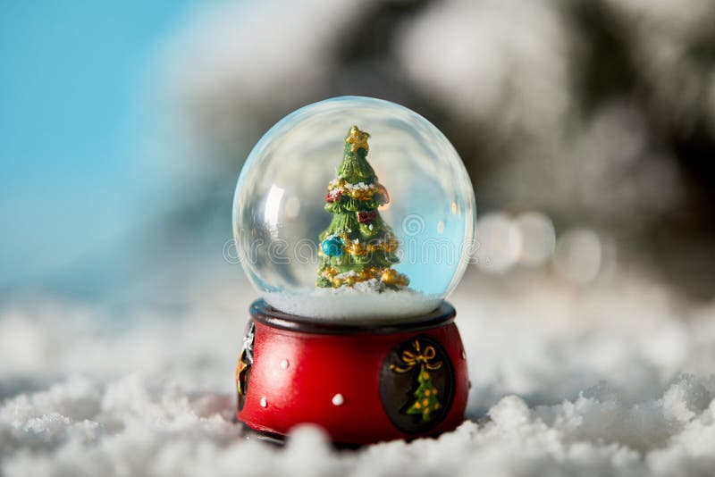 Tree in Decorative Snowball Standing on Stock Image - Image of ...
