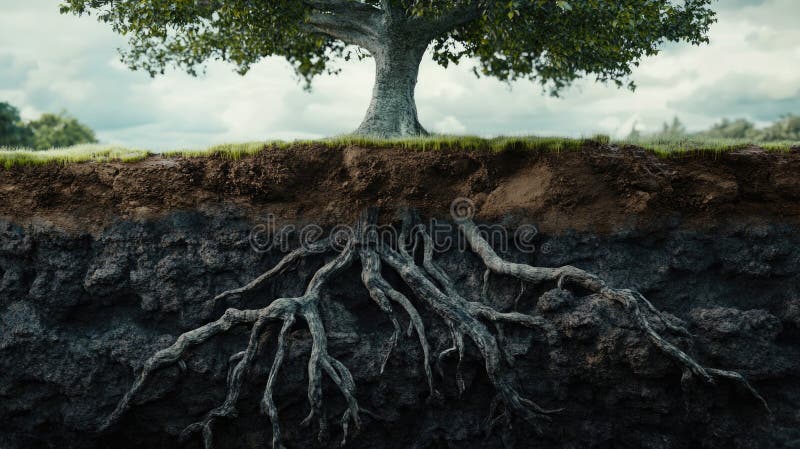 Tree with Deep Roots Displaying Underground Structure in Natural ...