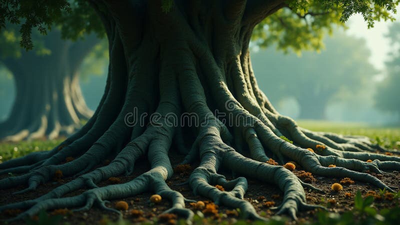 Tree with Intertwined Roots Representing Belonging Stock Image - Image ...