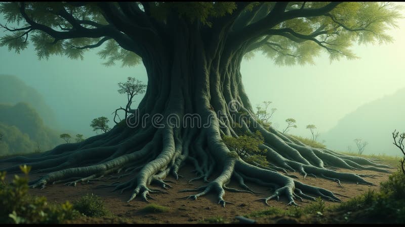 Tree with Intertwined Roots Representing Belonging Stock Photo - Image ...