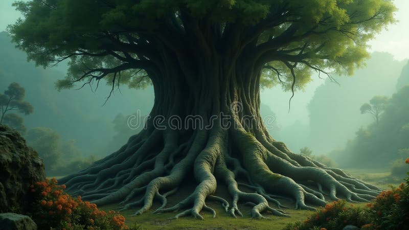 Tree with Intertwined Roots Representing Belonging Stock Photo - Image ...