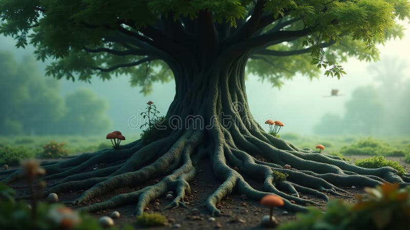 Tree with Intertwined Roots Representing Belonging Stock Photo - Image ...