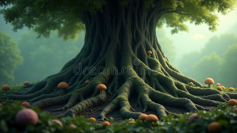 Tree with Intertwined Roots Representing Belonging Stock Image - Image ...