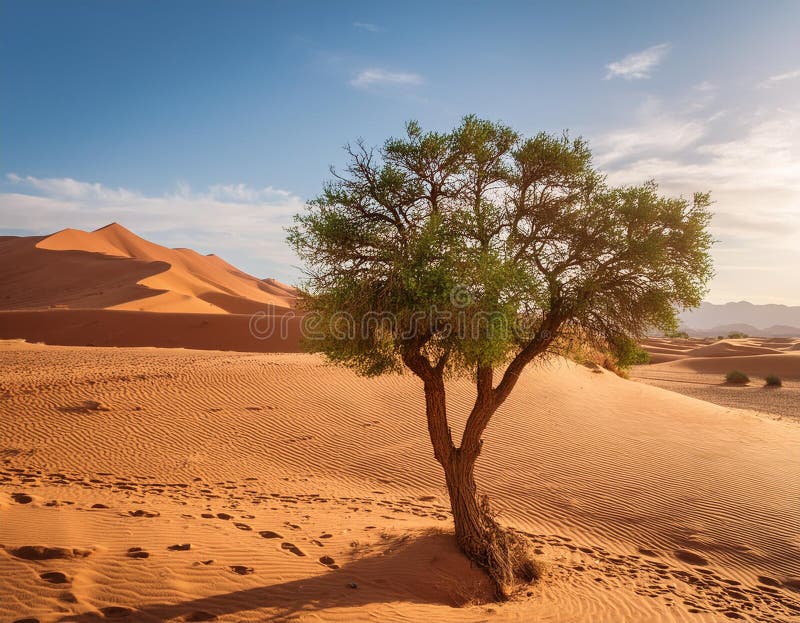 Tree in the desert stock illustration. Illustration of solitude - 323487424