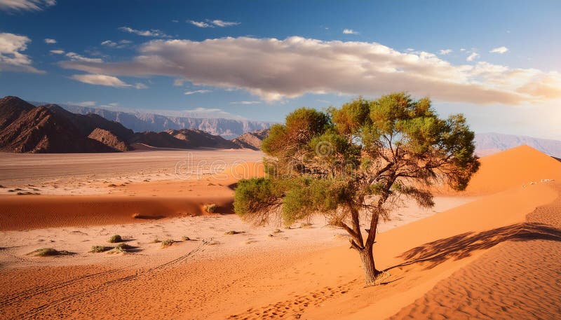 Tree in the desert stock illustration. Illustration of growing - 323487431