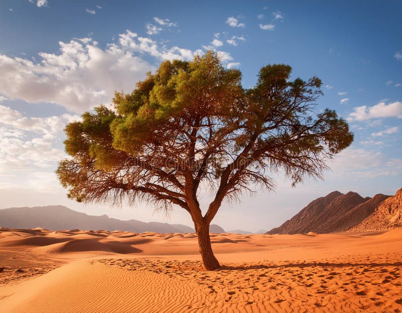 Tree in the desert stock illustration. Illustration of landscape ...