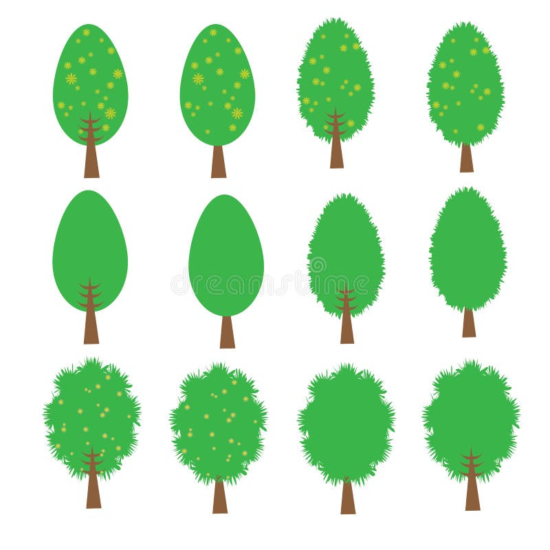 Tree Vector Cartoon Illustration Abstract Design Vector Silhouette ...