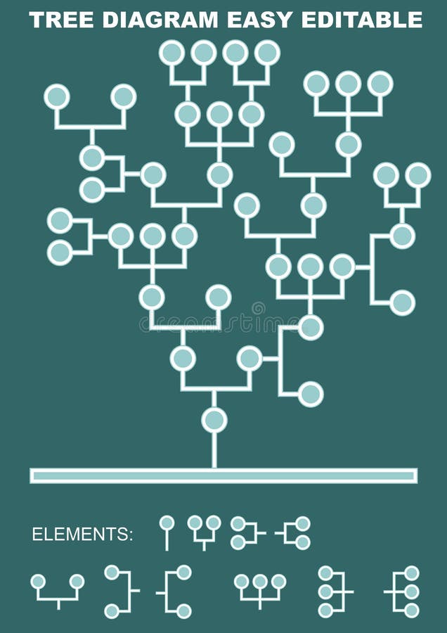 Tree Diagram Composed of Circle Elements and White Connecting Lines ...