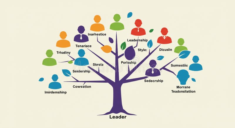 Tree Diagram Representing Leadership Structure with Colorful Human ...