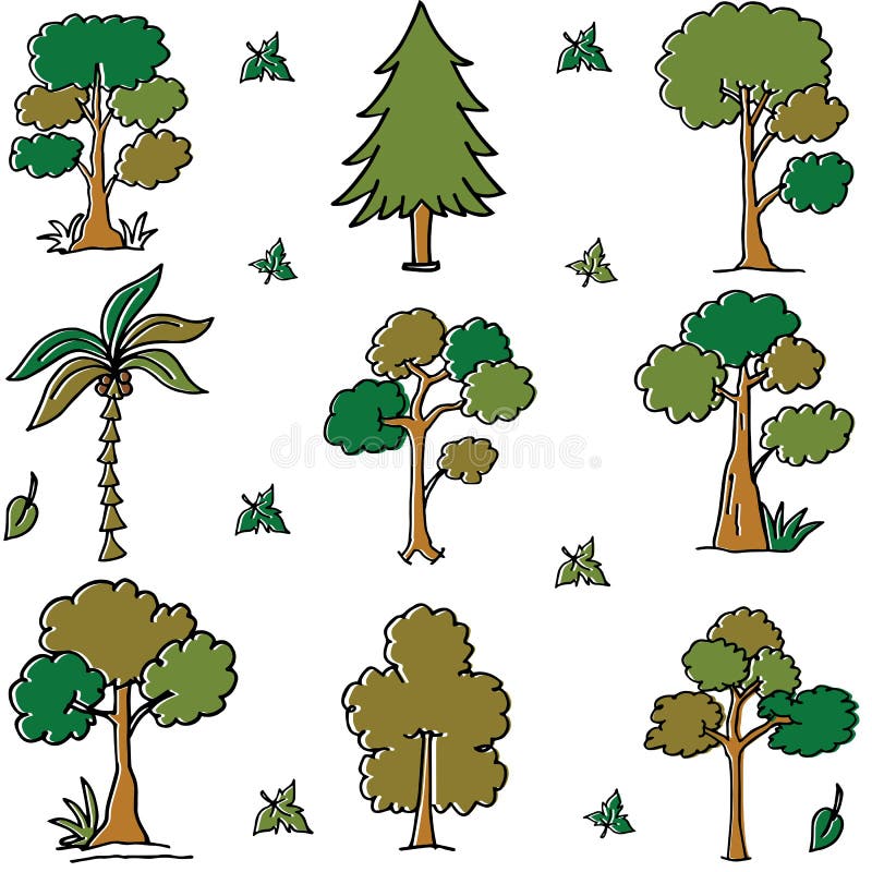Tree Different Vector Art Doodles Stock Vector - Illustration of season ...