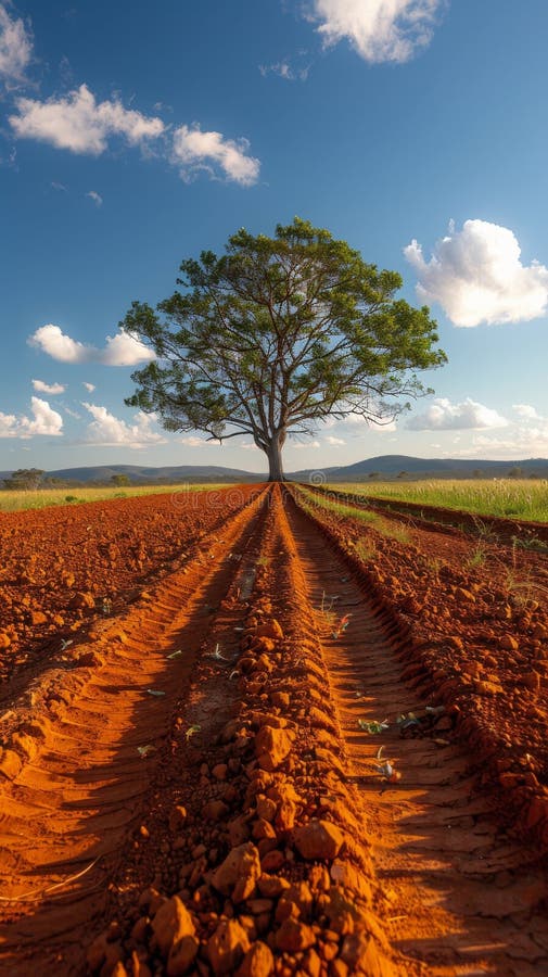 Tree on Dirt Road stock image. Image of remote, tree - 312823937