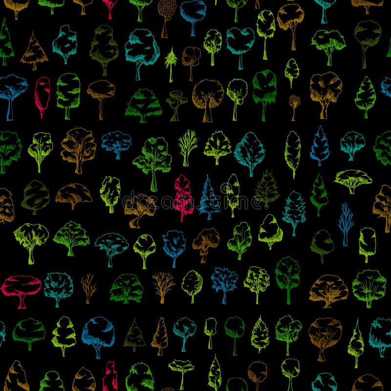 Tree Doodle Illustration Circle Form Wallpaper Line Sketch Style Stock ...