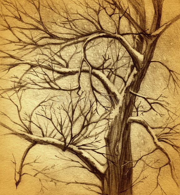 Winter Tree Line Drawing Stock Illustrations – 37,423 Winter Tree Line ...