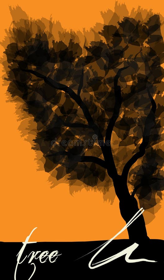 Tree drawing shadows stock illustration. Illustration of drawn - 90477869