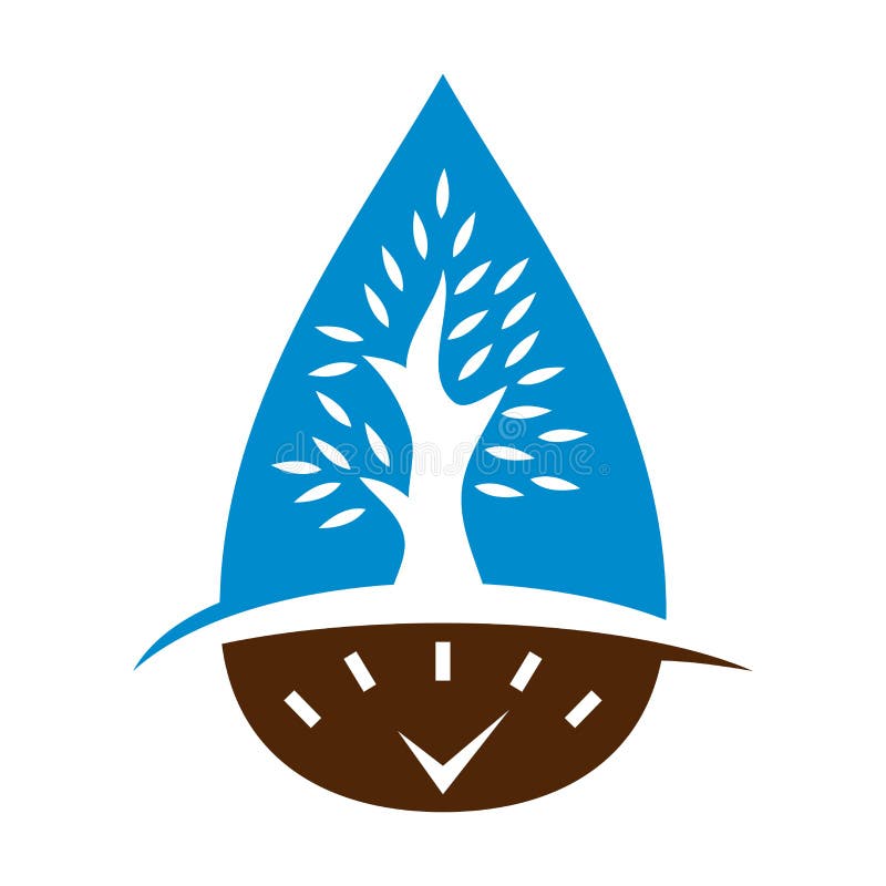Tree Drop Water Time Management Logo Icon Illustration Brand Identity ...