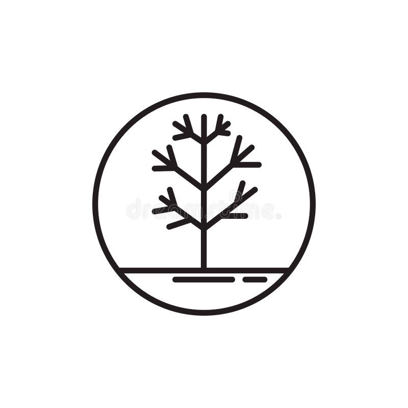 Tree dry line style icon stock vector. Illustration of design - 164994106