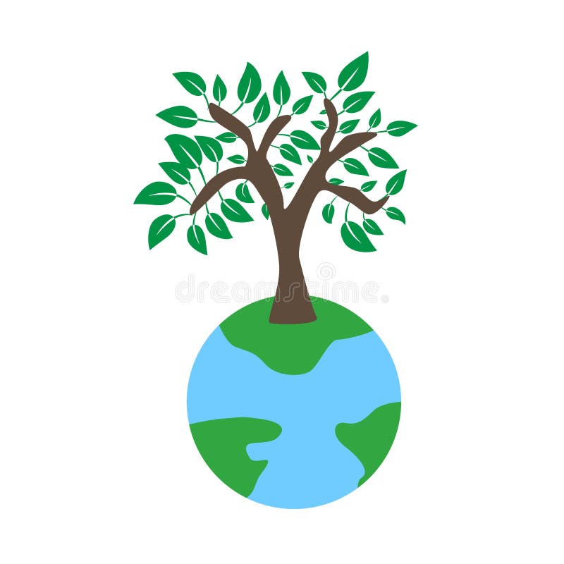 Tree on Earth Ecology Concept Stock Vector - Illustration of logo, tree ...
