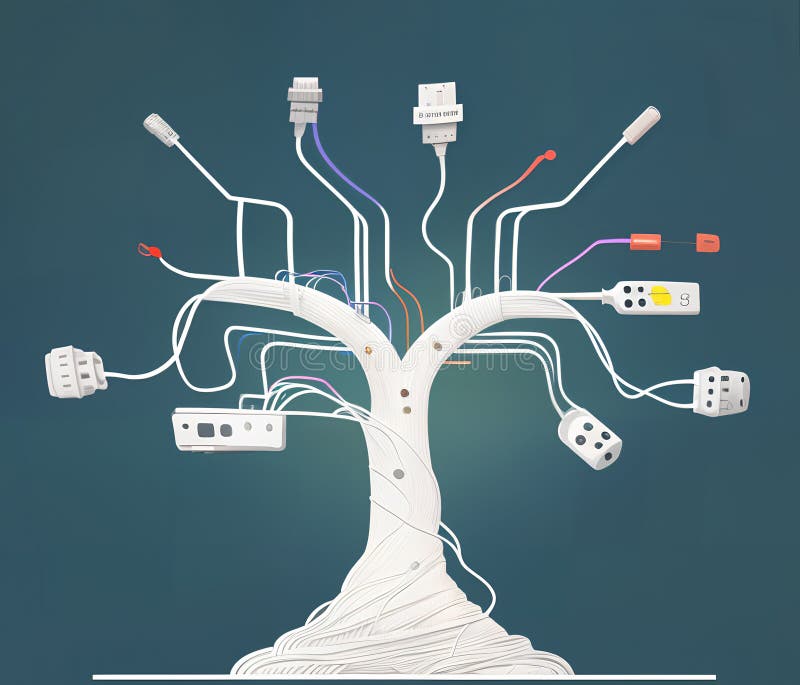 Tree from Electrical Wires Tangled Stock Illustration - Illustration of ...