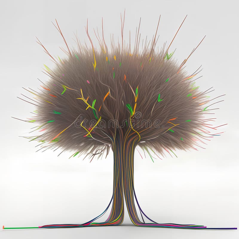 Tree from Electrical Wires Tangled . Generative AI Stock Illustration ...