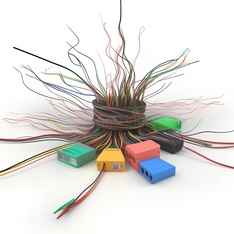 Electrical Wires Converge To the Control Center. Generative AI Stock ...