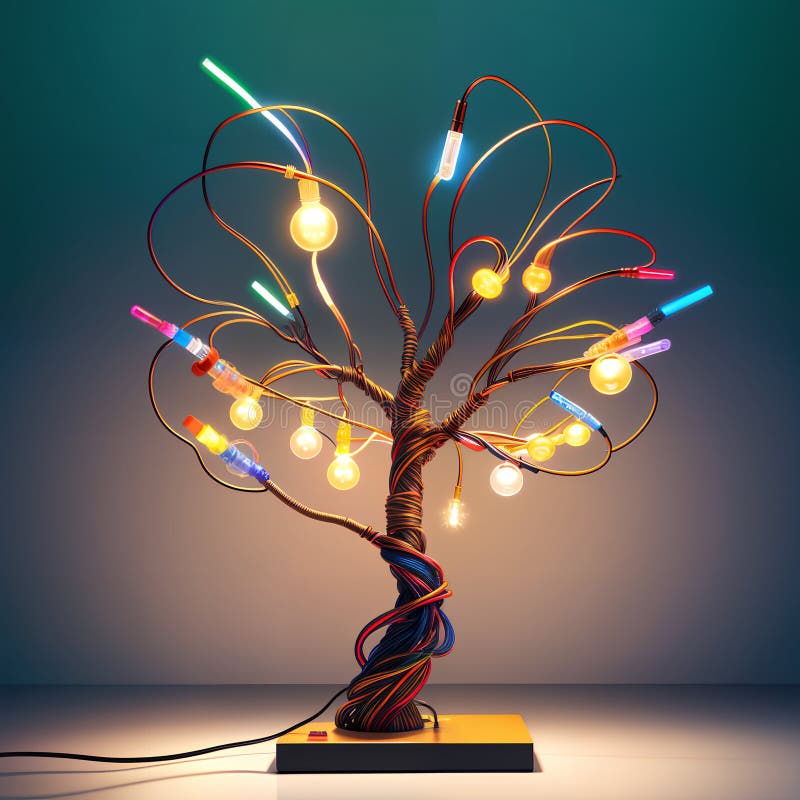 Tree from Electrical Wires Tangled Stock Illustration - Illustration of ...